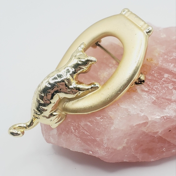 Ajc | Jewelry | Vintage Ajc Brooch Pin Gold Cat In Toilet Figural Euc ...